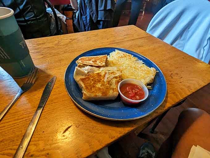 That breakfast burrito is stuffed tighter than your suitcase after a weekend shopping trip, and twice as satisfying.