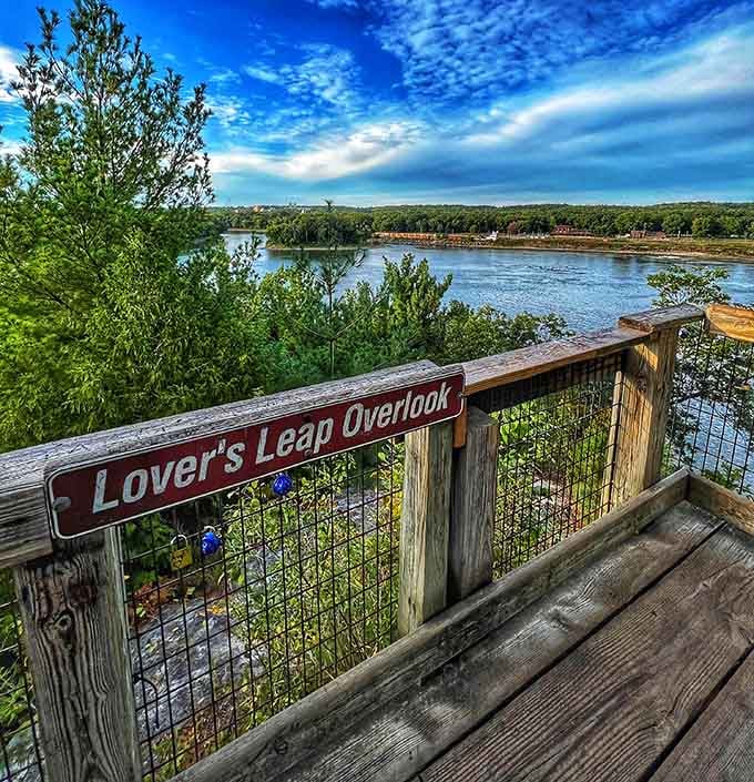 The sign says it all, but the view behind it does the real talking at this overlook.