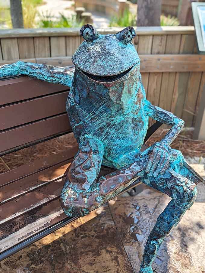 This cheerful amphibian friend adds whimsical charm to the park, reminding visitors that even frogs appreciate good playground design.