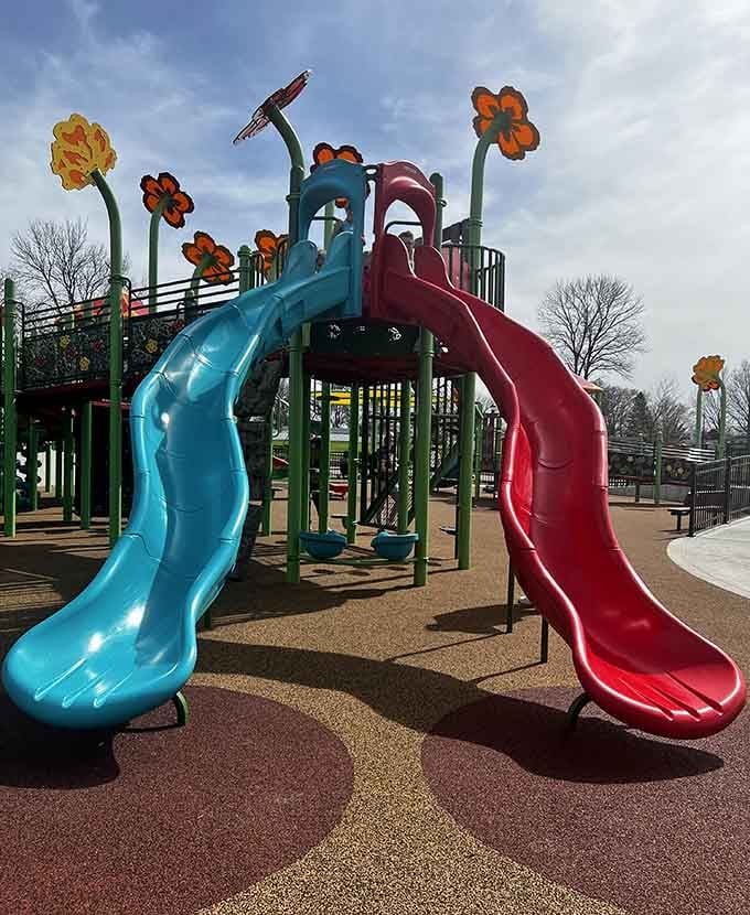 Two slides mean twice the fun and half the waiting, which is basically the mathematical formula for happiness.