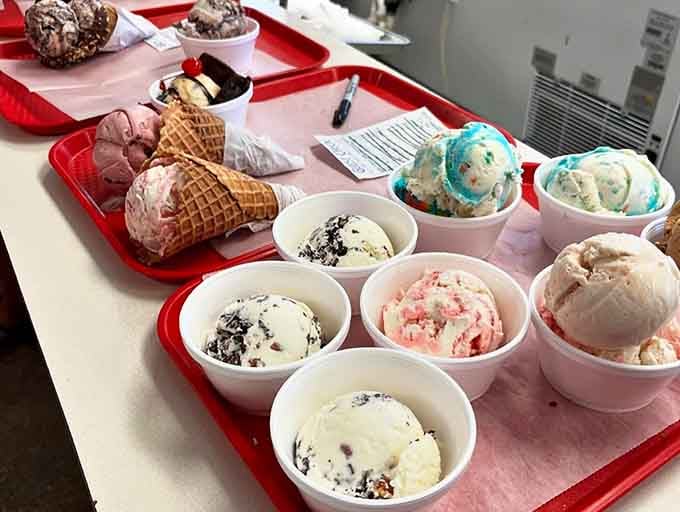 A rainbow of frozen happiness awaits, each scoop promising to transport you straight back to childhood summers.