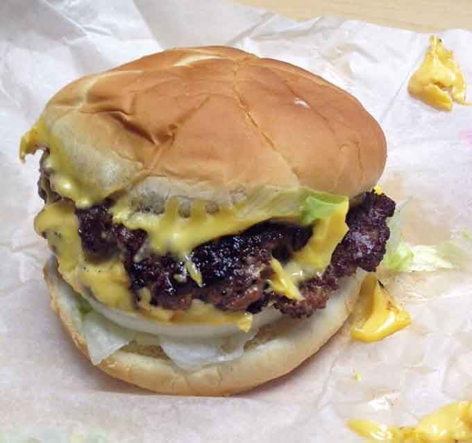 When one patty isn't enough, this double cheeseburger steps up with layers of beefy goodness that defy gravity.