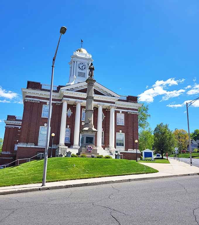 City Hall's clock tower watches over Meriden like a patient grandfather, marking time without charging you extra for it.