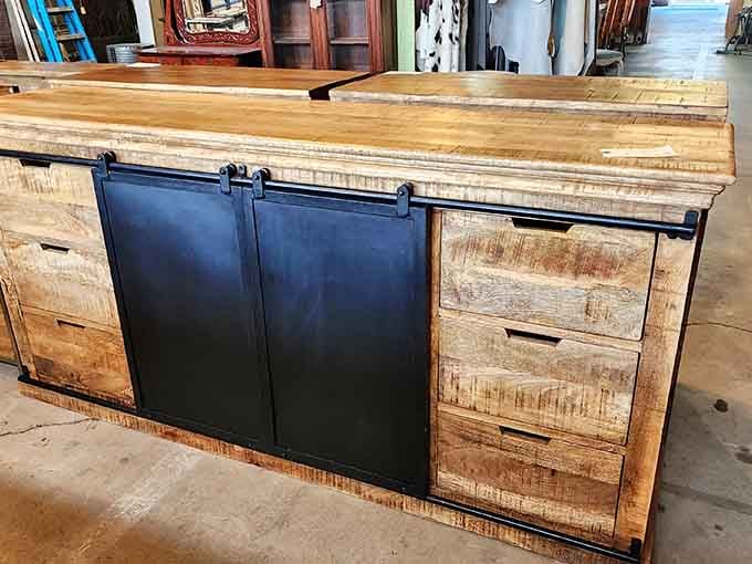 This rustic sideboard has more character than most people you'll meet at a dinner party.