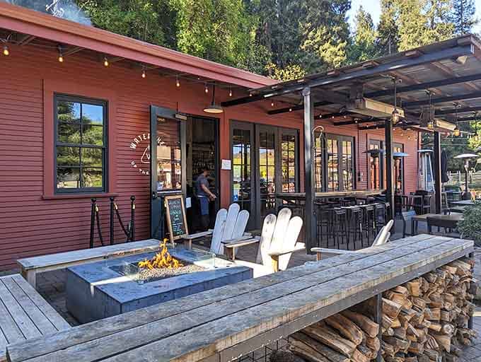 That fire pit and those Adirondack chairs are basically begging you to cancel your evening plans and stay awhile.