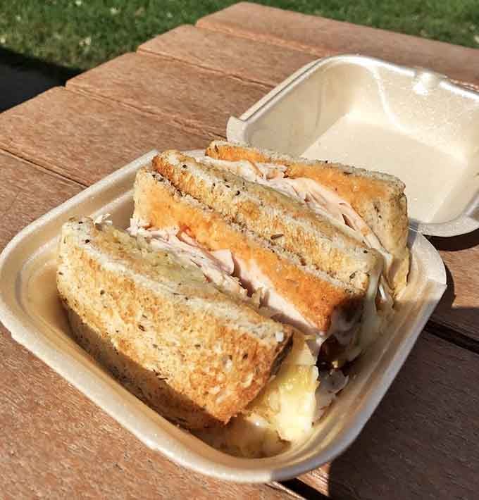 The Rachel brings turkey, sauerkraut, and Swiss together in golden-toasted harmony that'll make you reconsider everything.