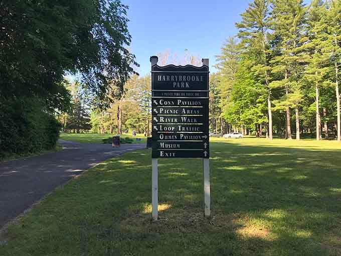 Harrybrooke Park's signage promises adventures that don't require a passport or even leaving Litchfield County.