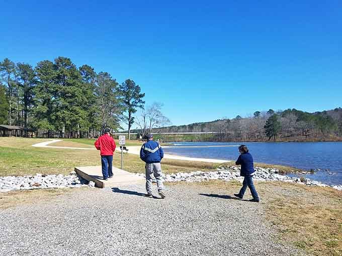 Winter fishing at the lake means fewer crowds, clearer views, and fish too cold to put up much fight.