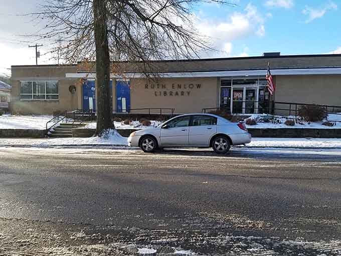 Winter's first snow dusts the library where knowledge stays warm and community connections run deeper than any bestseller list.