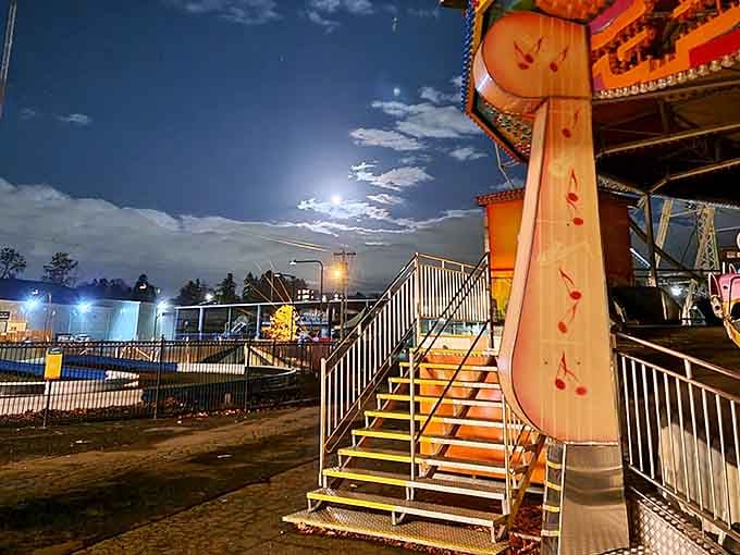 Evening transforms the park into something magical, proving good times don't need a bedtime.