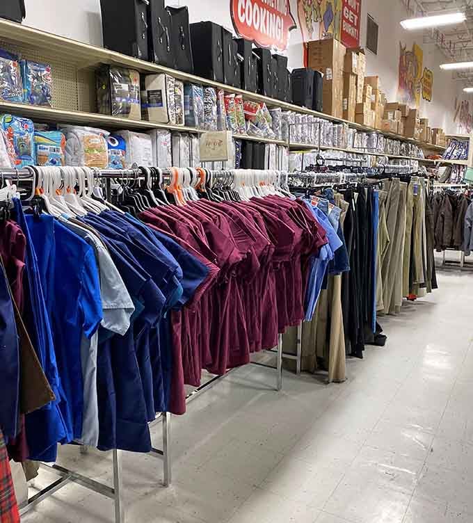 Racks of clothing that prove looking good doesn't require selling your kidney on the black market.