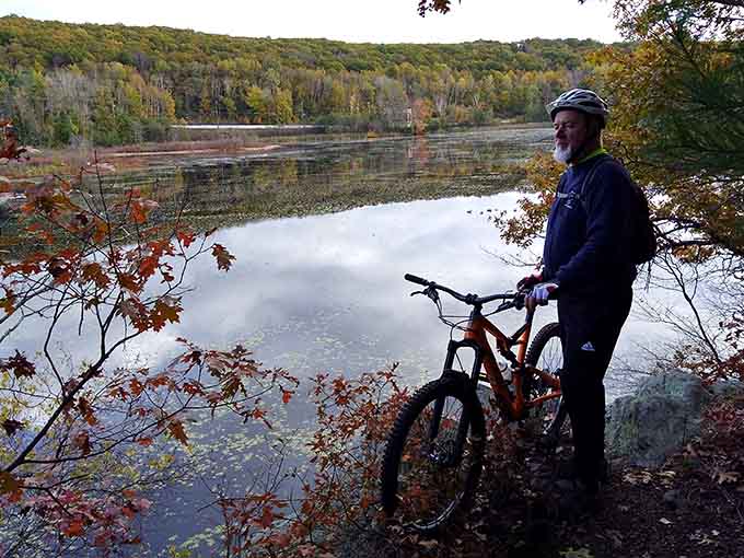 Mountain biking through Pachaug means autumn colors, mirror-like ponds, and legs that'll remind you tomorrow what you did today.