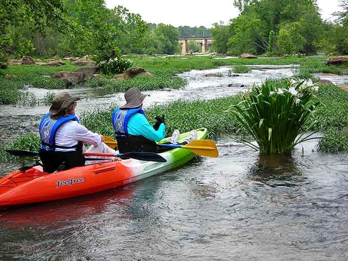 Paddling through spring greenery where the river decides the pace and you just enjoy the scenic commute.