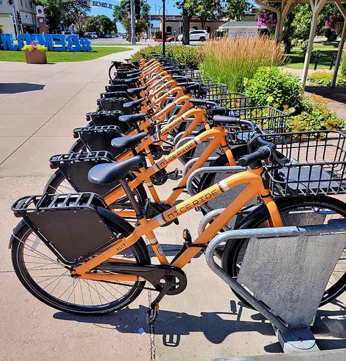 Bike share meets lumberjack legend, because even Paul Bunyan would appreciate modern convenience and exercise options.