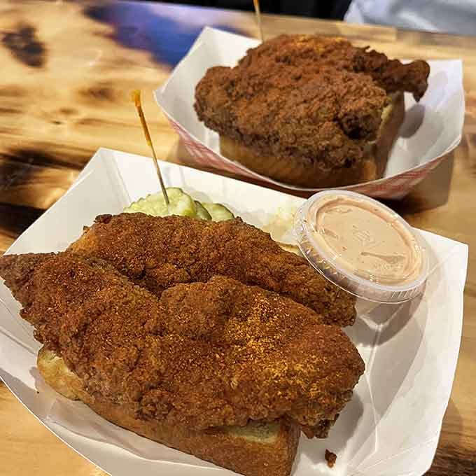 Golden crusted perfection that crackles like autumn leaves, with juicy meat hiding beneath that gorgeous spicy coating.