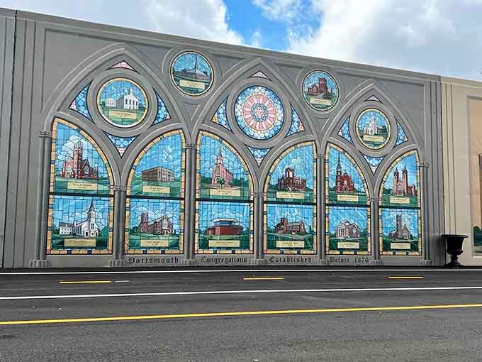 Stained glass rendered in paint—because sometimes the most beautiful windows are the ones that never break.