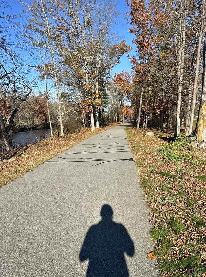 When your shadow photobombs your nature walk, you know you've found the perfect autumn afternoon escape.