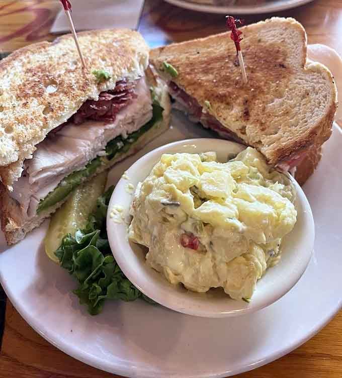 This California Club comes stacked higher than your expectations, with potato salad playing the perfect supporting role.