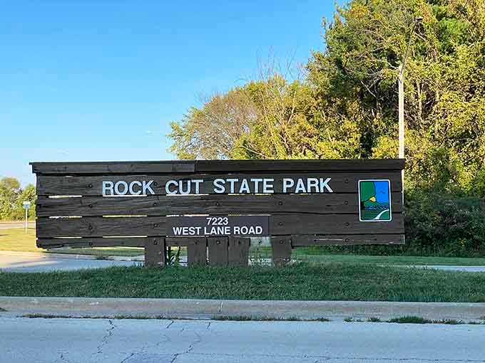 That classic wooden sign marks the gateway to 3,000 acres of pure escape, like finding Narnia off Route 173.