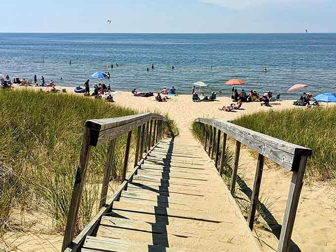 Oval Beach's boardwalk leads to sand so perfect you'll forget Michigan winters exist for a blissful moment.