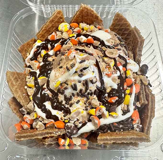 Behold the ice cream nachos in all their glory, proving that sometimes crazy ideas are actually genius.