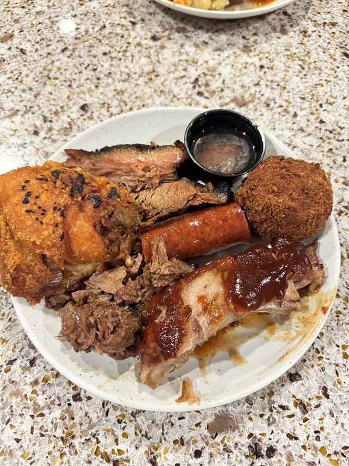 Ribs, brisket, and what appears to be enough smoked meat to fuel a small town's worth of appetites.