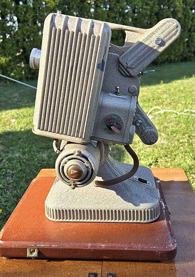 This vintage projector represents decades of movie magic, a mechanical marvel that brought countless stories to life.