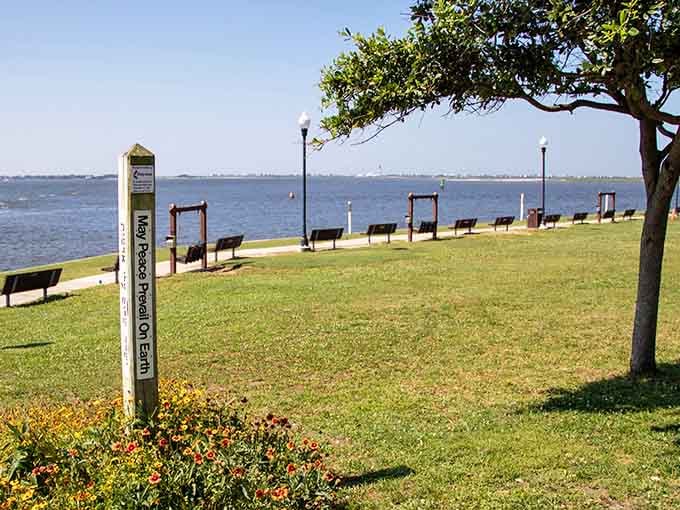 Southport Waterfront Park offers benches strategically placed for maximum contemplation and minimum effort, the perfect combination really.