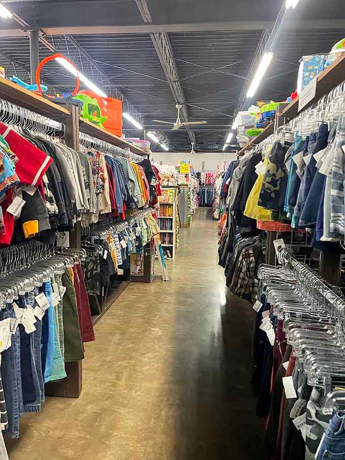 Row after row of quality clothing proves that secondhand doesn't mean settling for someone else's regrettable fashion choices.