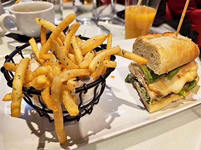 That chicken sandwich sits there looking perfectly innocent, while those truffle fries plot their inevitable takeover of your taste buds.