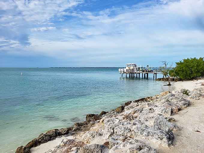 That fishing pier stretches toward the horizon like it's trying to escape reality&mdash;honestly, can you blame it?