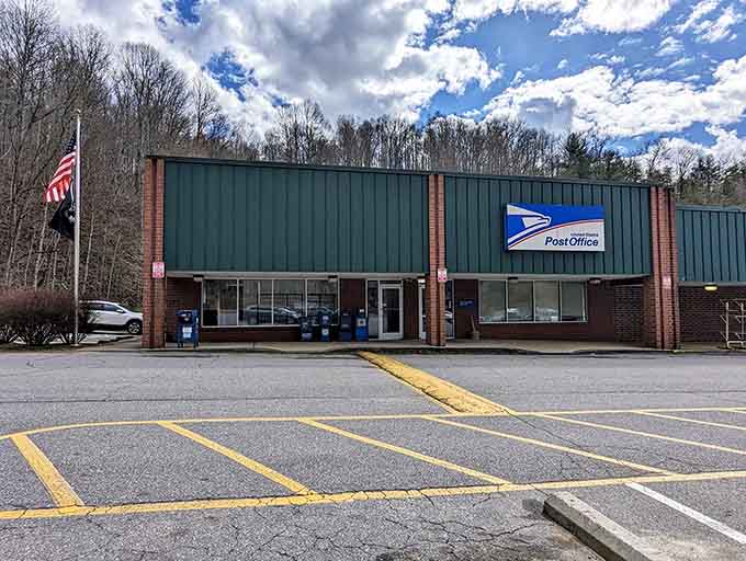 Even the post office gets a scenic mountain backdrop because Sylva doesn't do anything halfway.