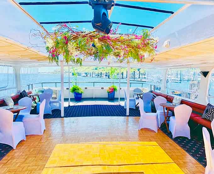When your event space looks this good, even the ceiling decorations are showing off for the camera.