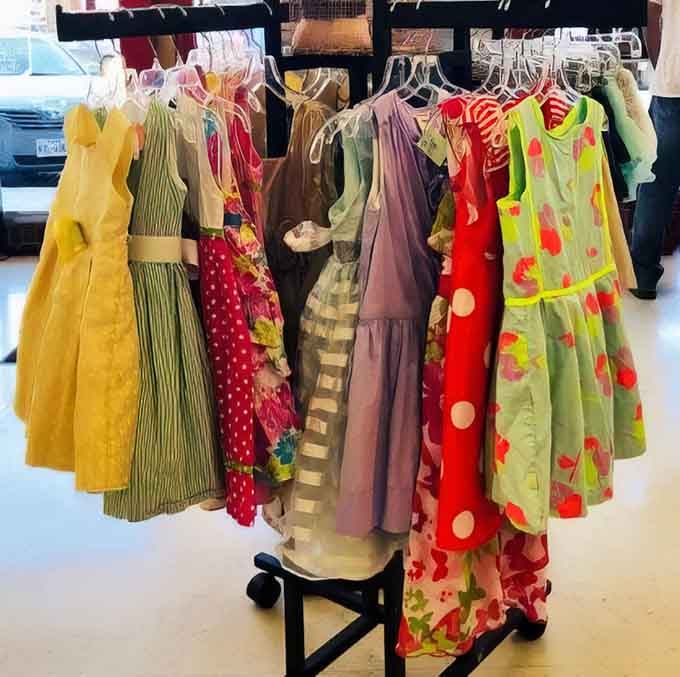 Children's dresses in every color imaginable, making little ones look fancy without requiring a second mortgage on your house.
