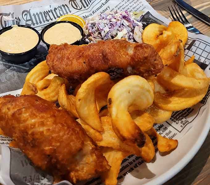 Golden, crispy fish with curly fries proves that sometimes the classics are classic for very good reasons.