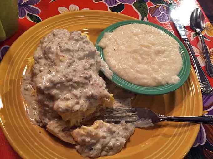 Biscuits smothered in creamy gravy prove that comfort food doesn't need fancy plating to be absolutely perfect.
