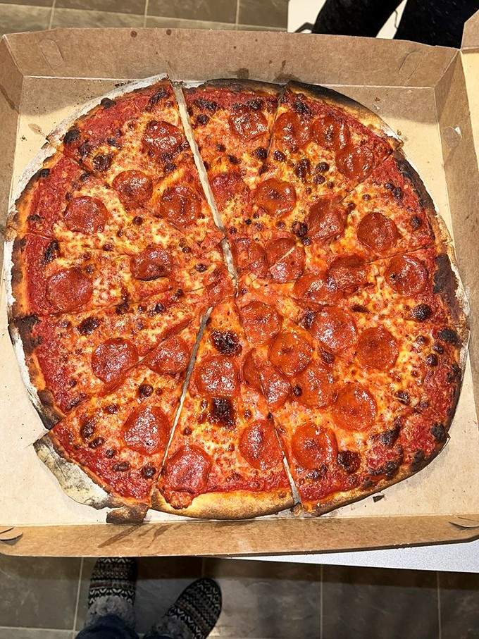 Pepperoni curling at the edges, cheese bubbling with purpose, and that char that tells you this oven means business every single time.