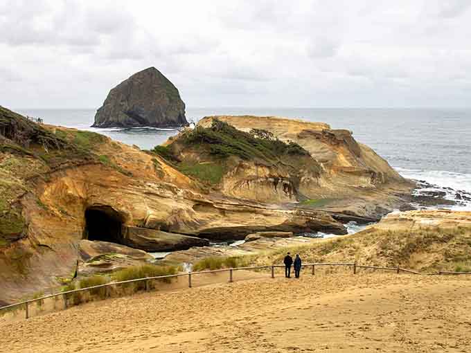 Golden sandstone meets crashing waves at Cape Kiwanda, nature's own masterpiece in geological drama.