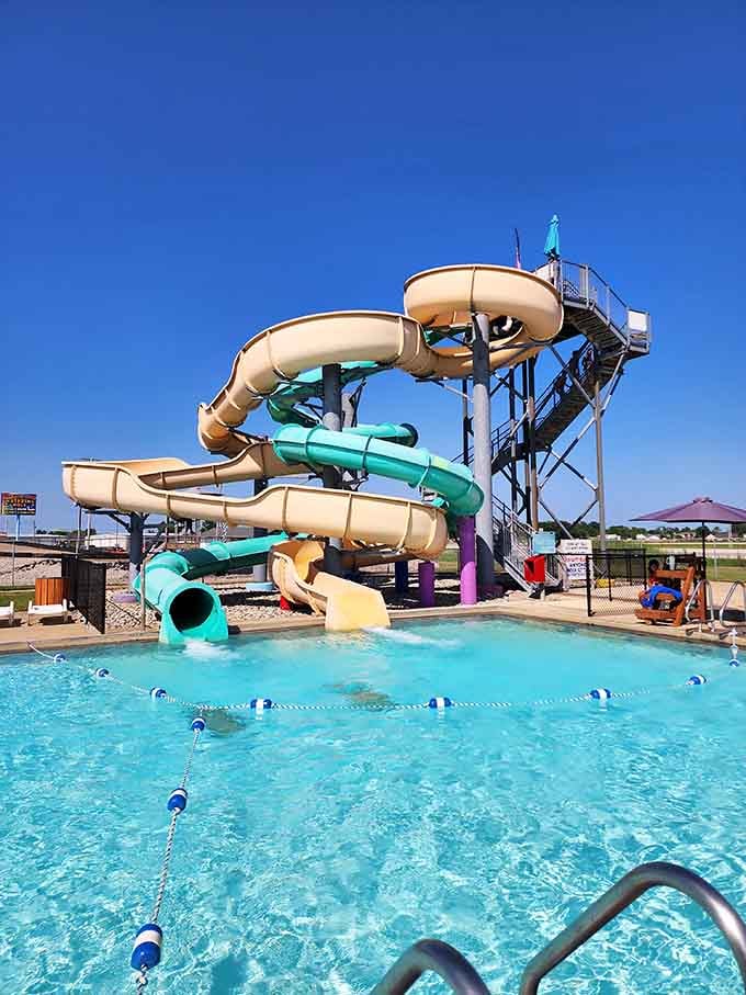 Twin water slides promise double the thrills and twice the reasons to climb those stairs again.