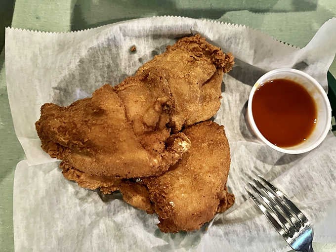 Golden, crispy, and glistening with perfection, this is what fried chicken dreams are made of, folks.