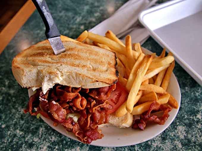This BLT comes with enough bacon to make your cardiologist schedule an intervention, and it's absolutely worth it.