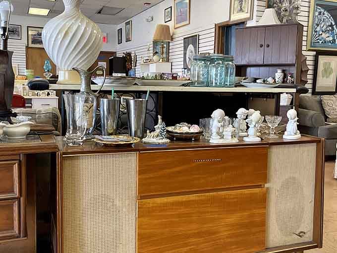 That vintage record player console could be the conversation starter your living room desperately needs right now.