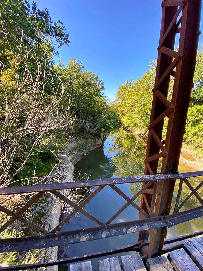 Looking out from the bridge reveals Missouri countryside that hasn't changed much since covered wagons were the latest technology.