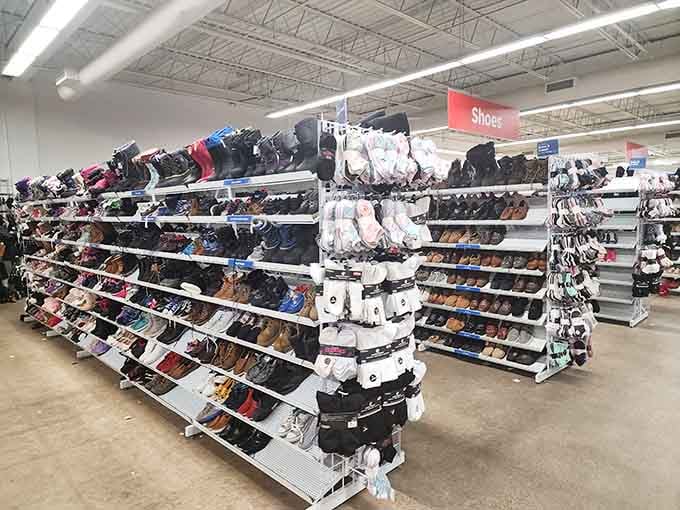 Shoes for every occasion line these shelves, proving Cinderella wasn't the only one who needed options.