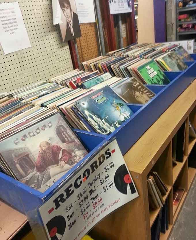 Vinyl records organized by day of the week, because apparently Saturday sounds different than Monday does.
