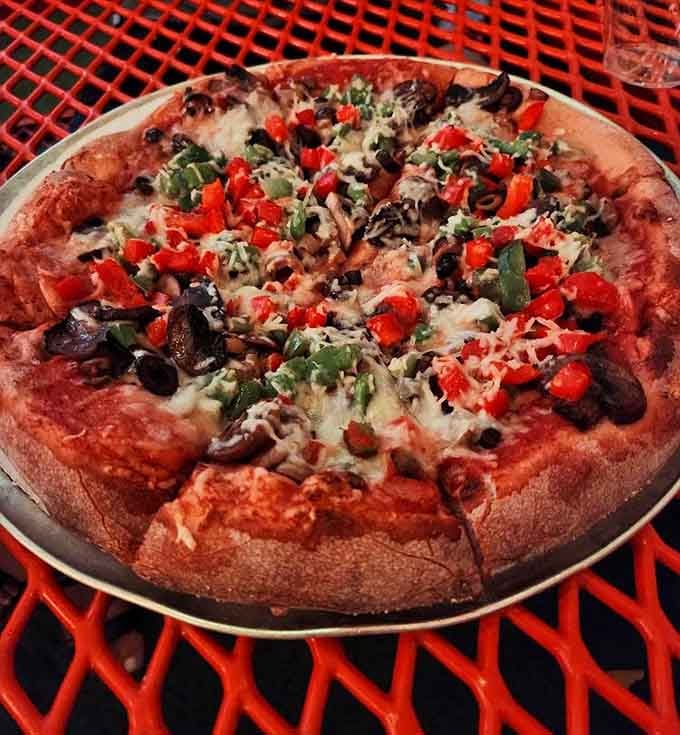 Pizza loaded with mushrooms, peppers, and olives that would make your nonna proud&mdash;or at least pleasantly surprised by your taste.