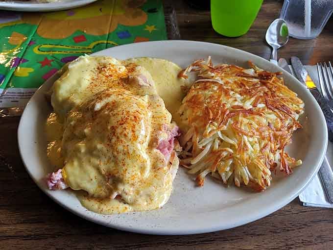 Golden hash browns meet eggs Benedict in a plate that proves Minnesota mornings are worth waking up for.