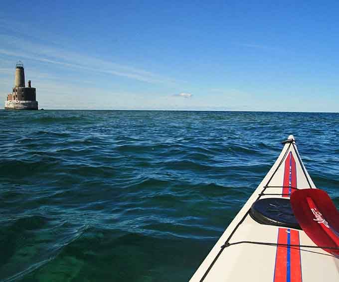 Kayakers can get close enough to appreciate the decay, but landing on this protected ruin is strictly off-limits.