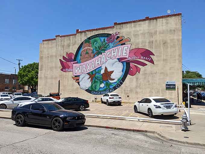 This colorful mural celebrates everything Waxahachie, from cotton to gingerbread trim, all wrapped up in one Instagram-worthy package.
