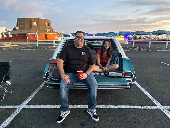 Nothing says date night like tailgating at the movies with your classic ride and good company.